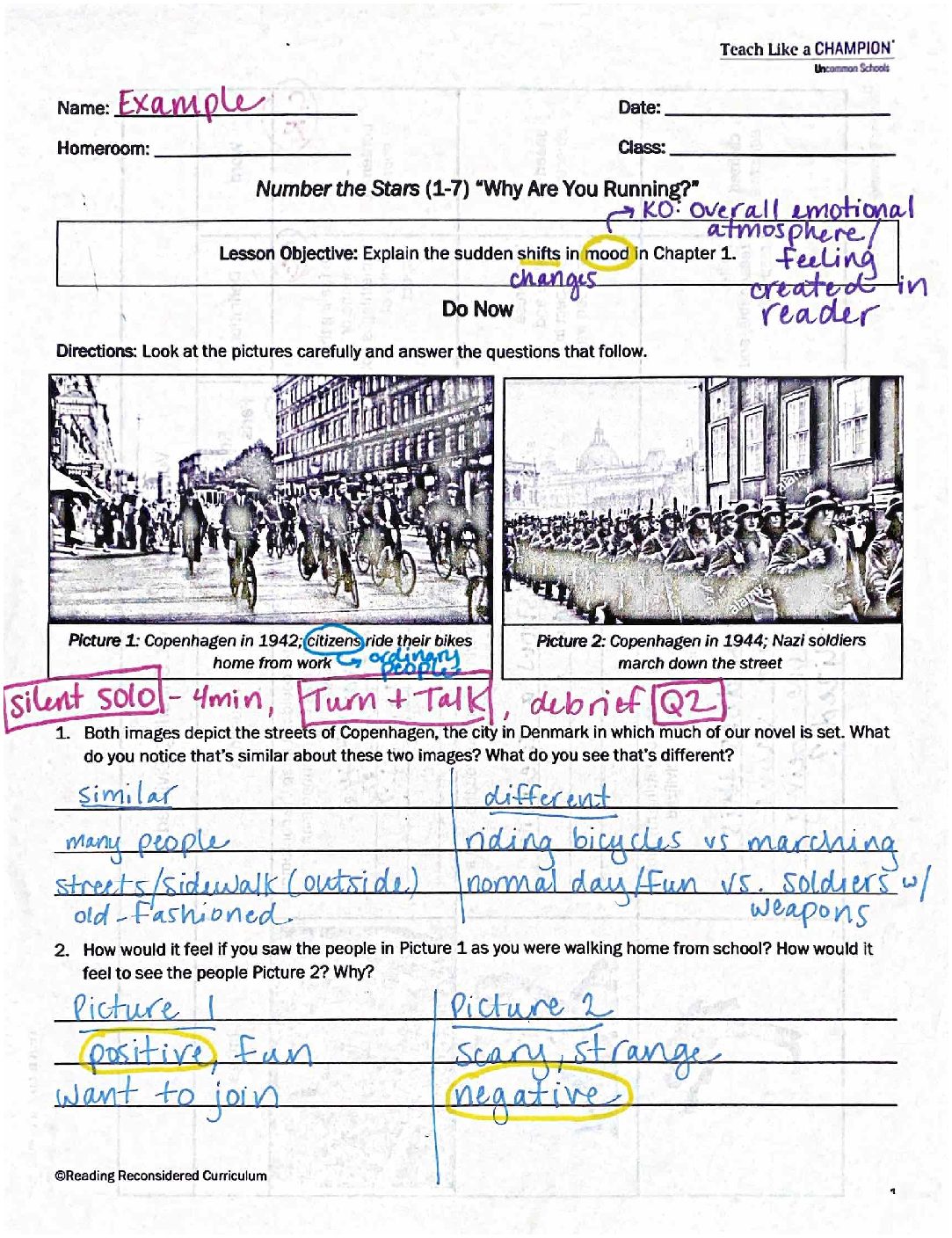 Number the Stars_Lesson 1 Example Planning | Teach Like a Champion