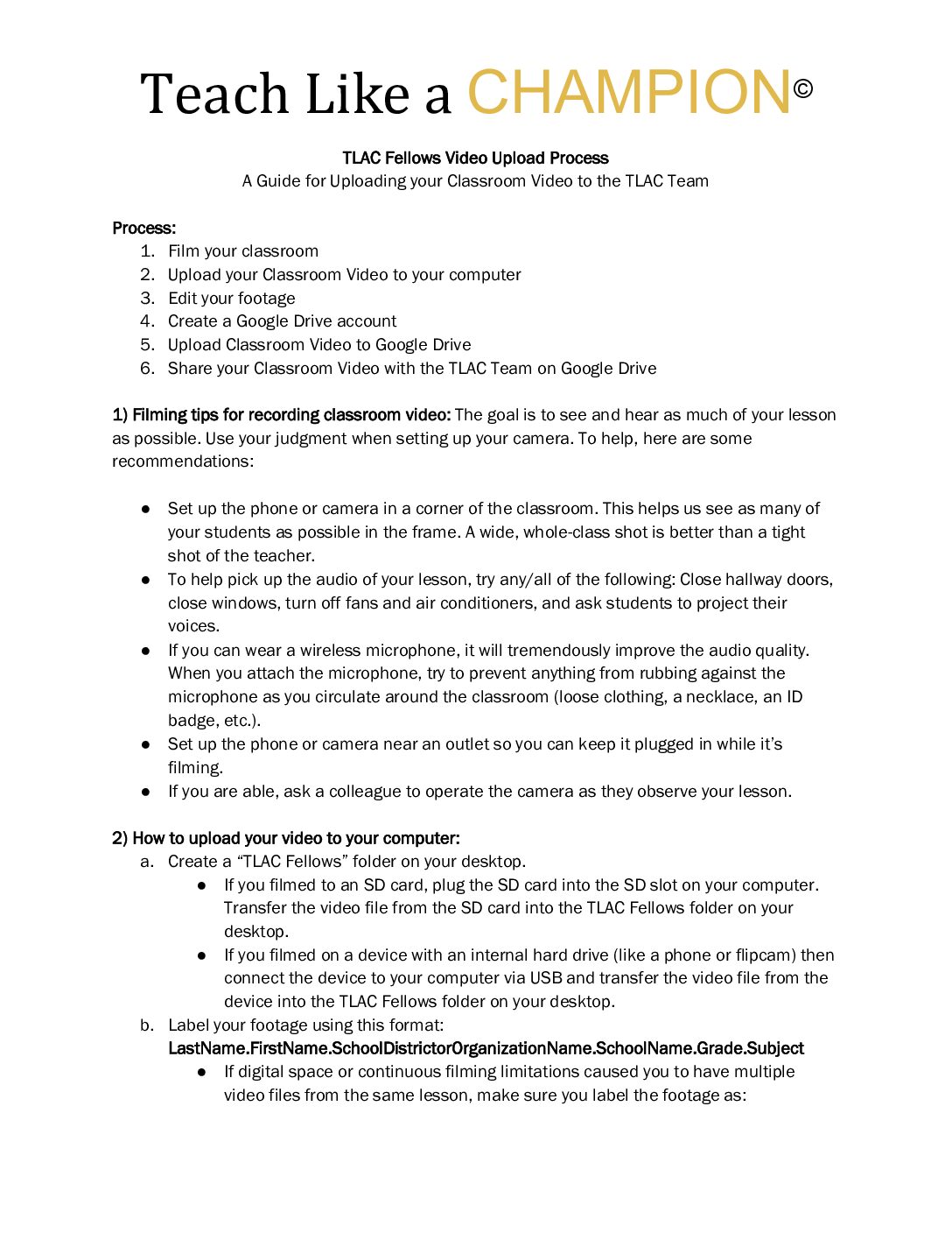 TLAC Fellows Video Upload Process 2025 | Teach Like a Champion TLAC Fellows Video Upload Process 2025 | Teach Like a Champion