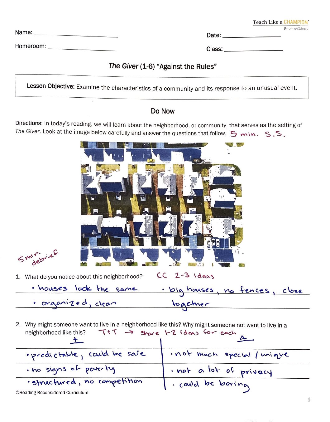 The Giver_Student Packet | Teach Like a Champion