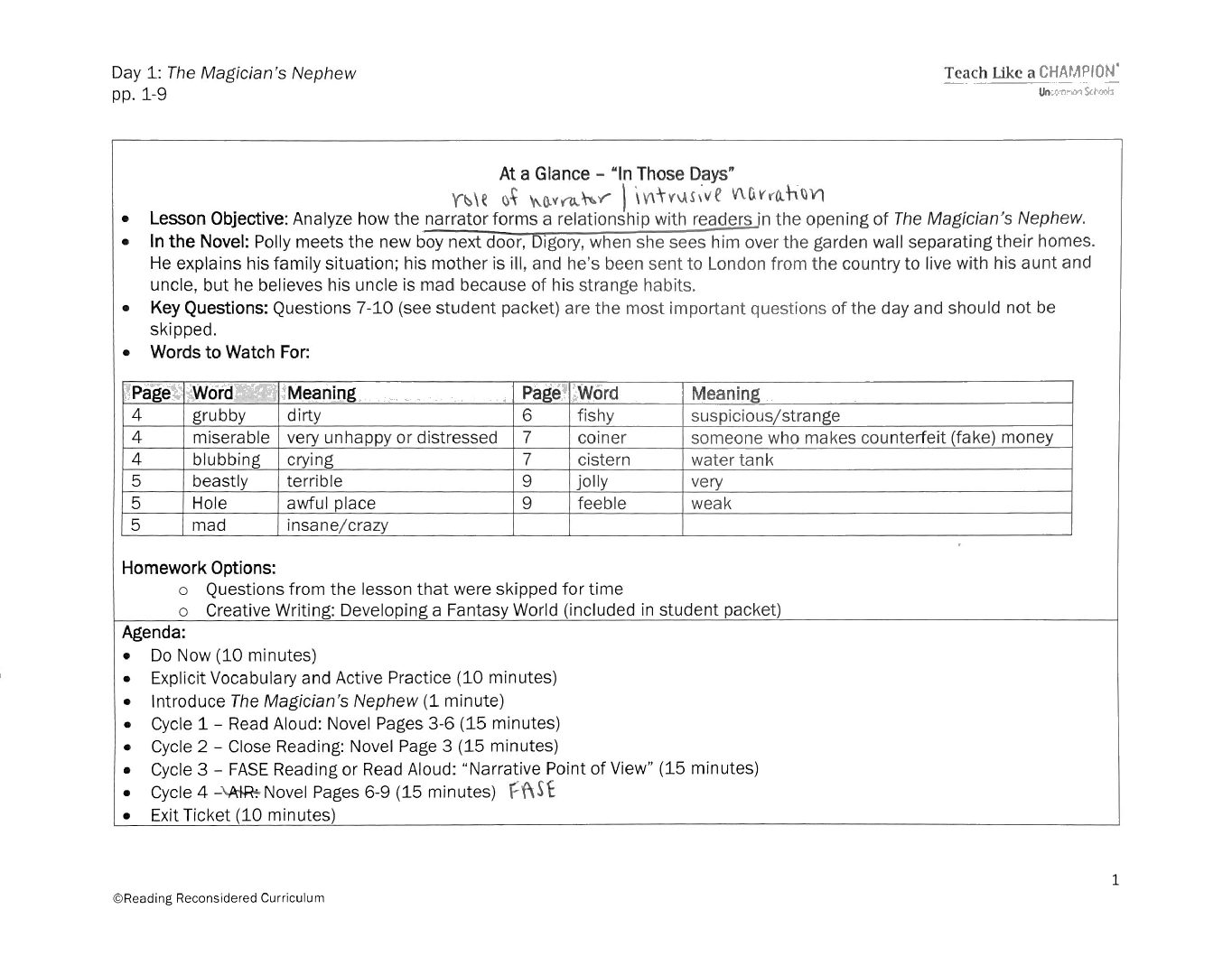 The Magician’s Nephew_Lesson 1_Lesson Plan | Teach Like a Champion