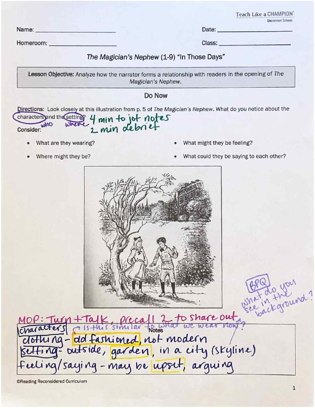 The Magician’s Nephew_Lesson 1_Student Packet | Teach Like a Champion