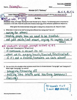 Wonder_Lesson 1_Student Packet_Preparation | Teach Like a Champion